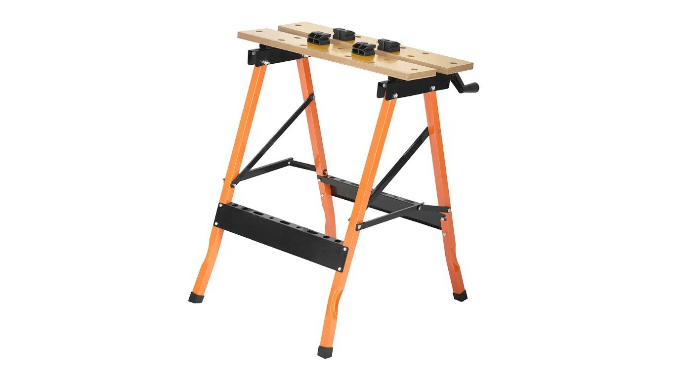 Верстак-тиски Sparta складной, 880 х 135 х 150 мм, металл/МДФ