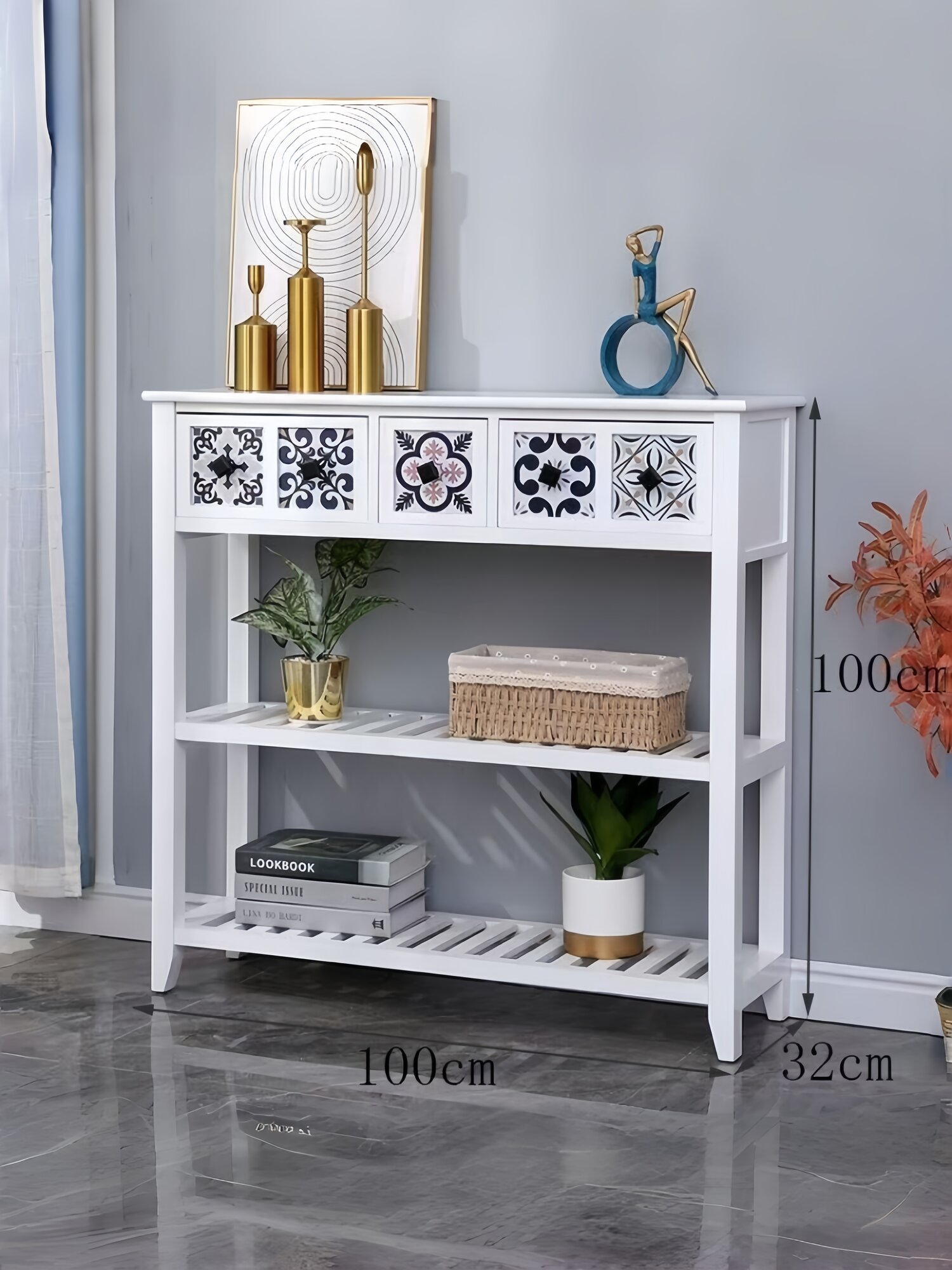 Прихожая консоль 9843212312, 100 см x 32 см x 100 см, в деревенском стиле