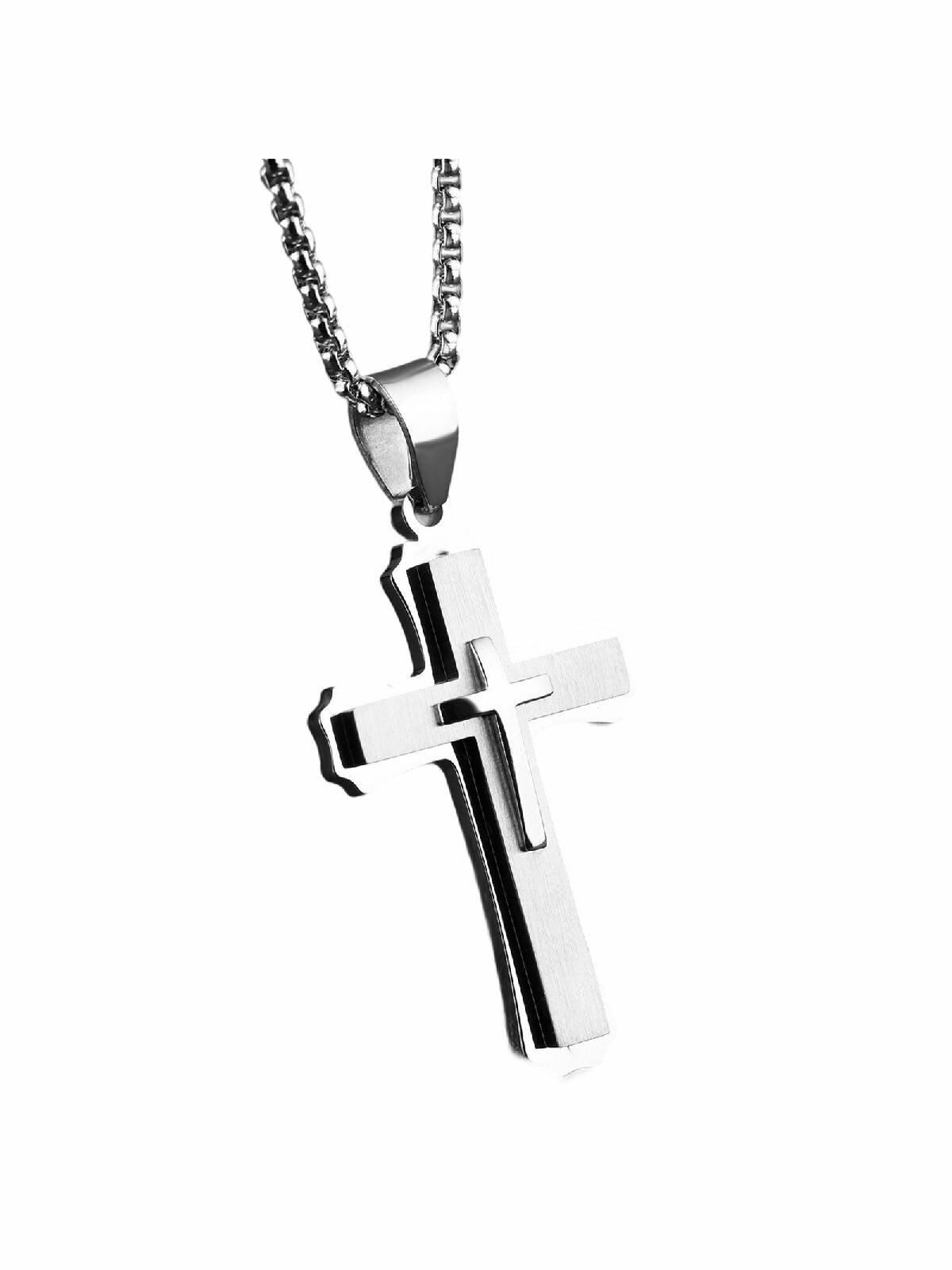 Украшения для автомобилей, Подвеска в виде креста из нержавеющей стали-Ожерелье полностью стального цвета