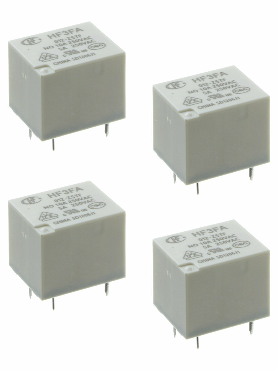 Реле 12В, 1 группа 10А 277В AC (упаковка 4шт) Hongfa HF3FA/012-1ZSTF SPDT 1С