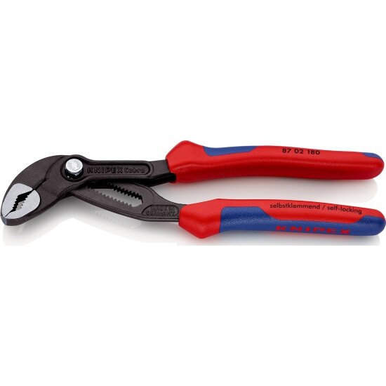Клещи переставные Knipex KN-8702180SB COBRA®, 42 мм (1 1/2"), 180 мм, двухкомпонентные рукоятки