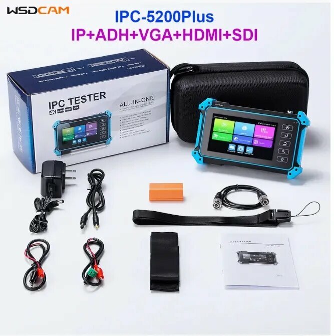 Универсальный тестер видеокамер IPC-5200 Plus Массовая активация Hik/Dahua Поддержка IP, AHD, TVI, CVI, SDI, HDMI-in PoE 48V 25W 5" IPS Full HD