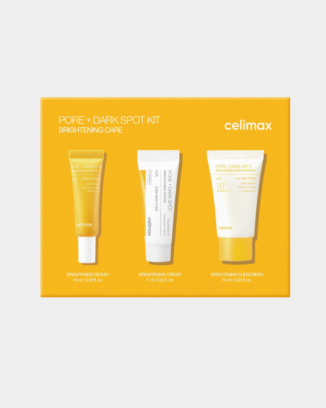 Набор миниатюр для выравнивания тона Celimax Pore+Dark Spot Brightening Kit 3 предмета