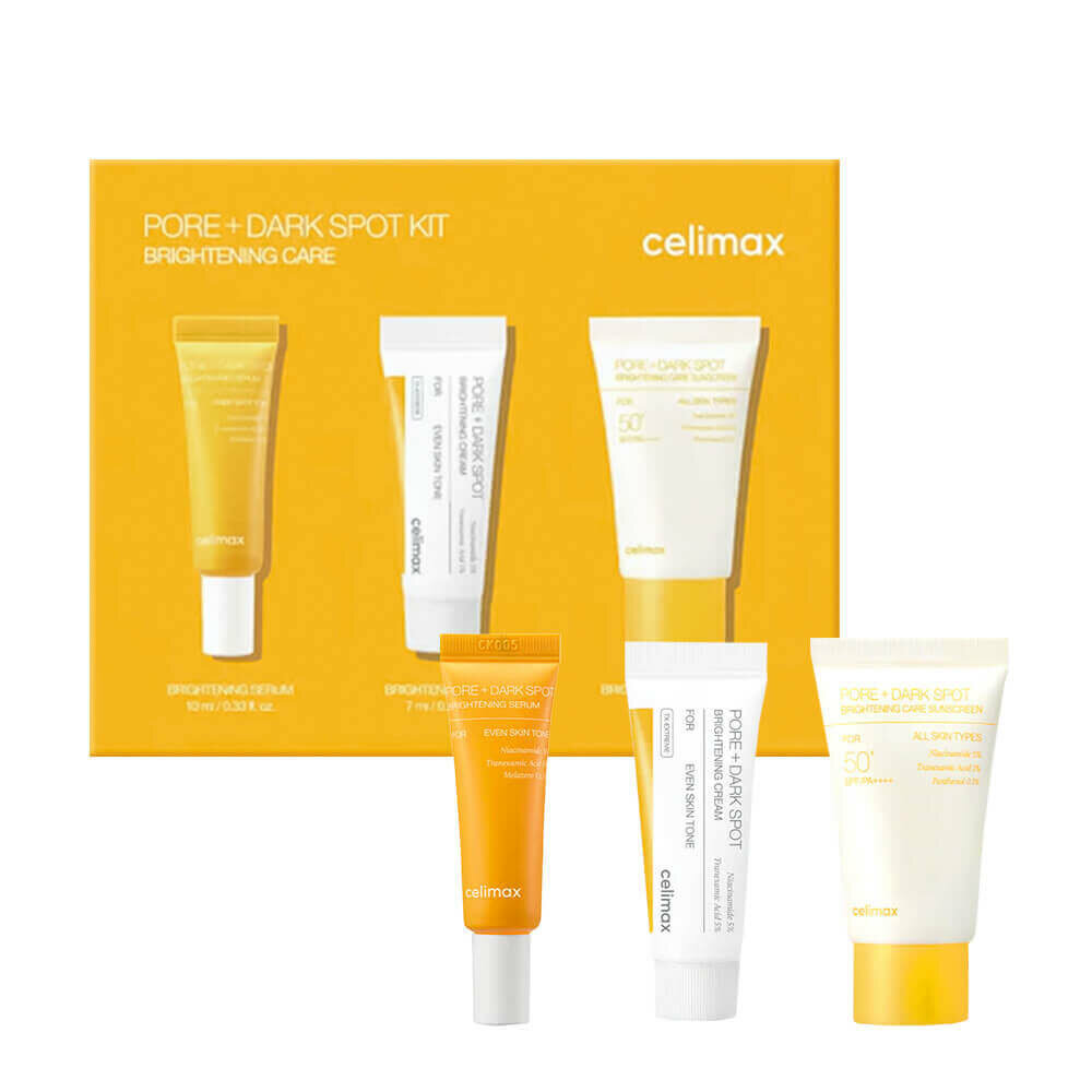 Набор миниатюр для выравнивания тона Celimax Pore+Dark Spot Brightening Kit 3 предмета