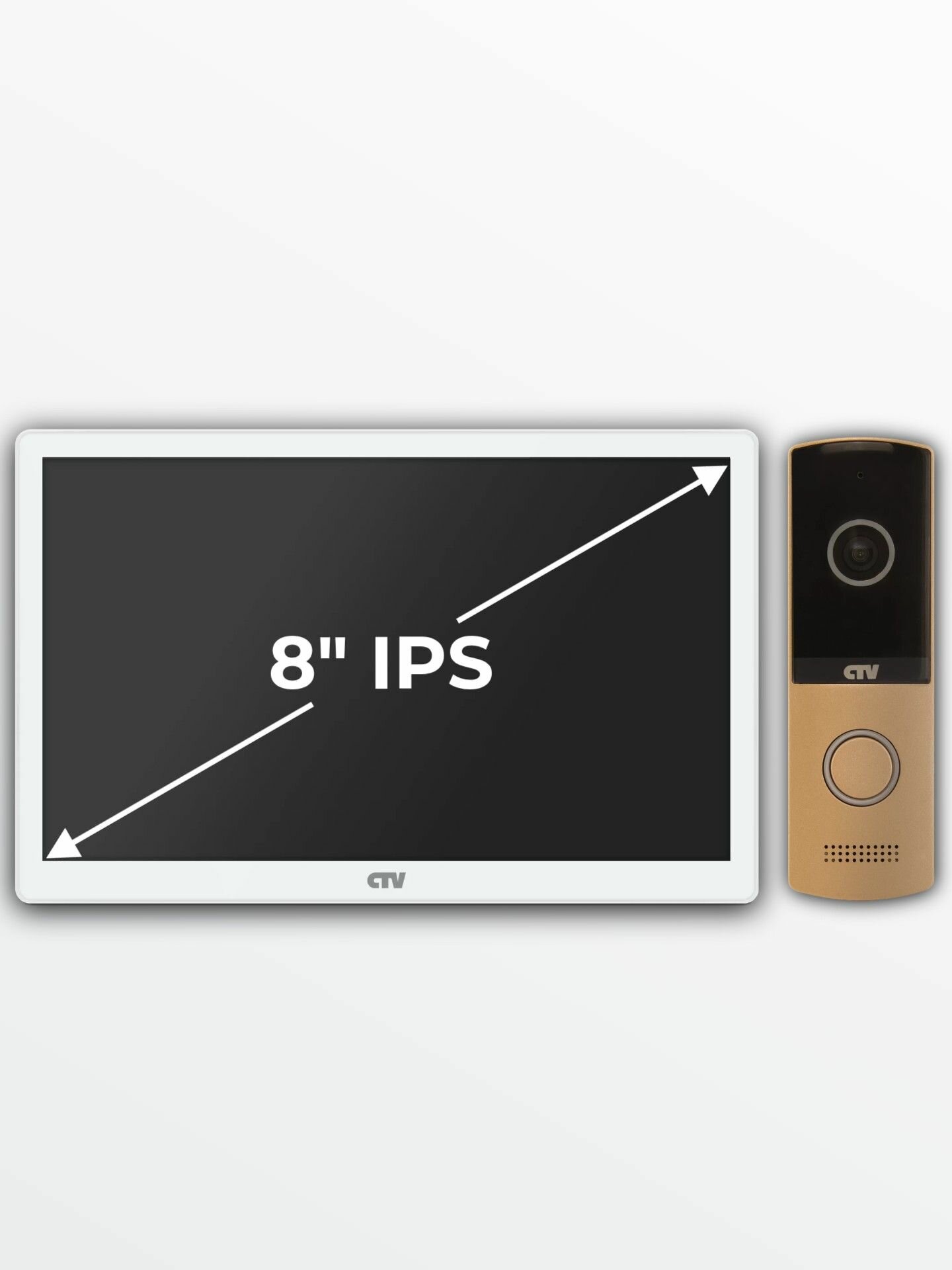Комплект WiFi видеодомофон для квартиры: монитор 8" CTV-M5801 + вызывная панель CTV-D4003NG, для дома или офиса, управление со смартфона, детектор движения, подключение к подъездному домофону