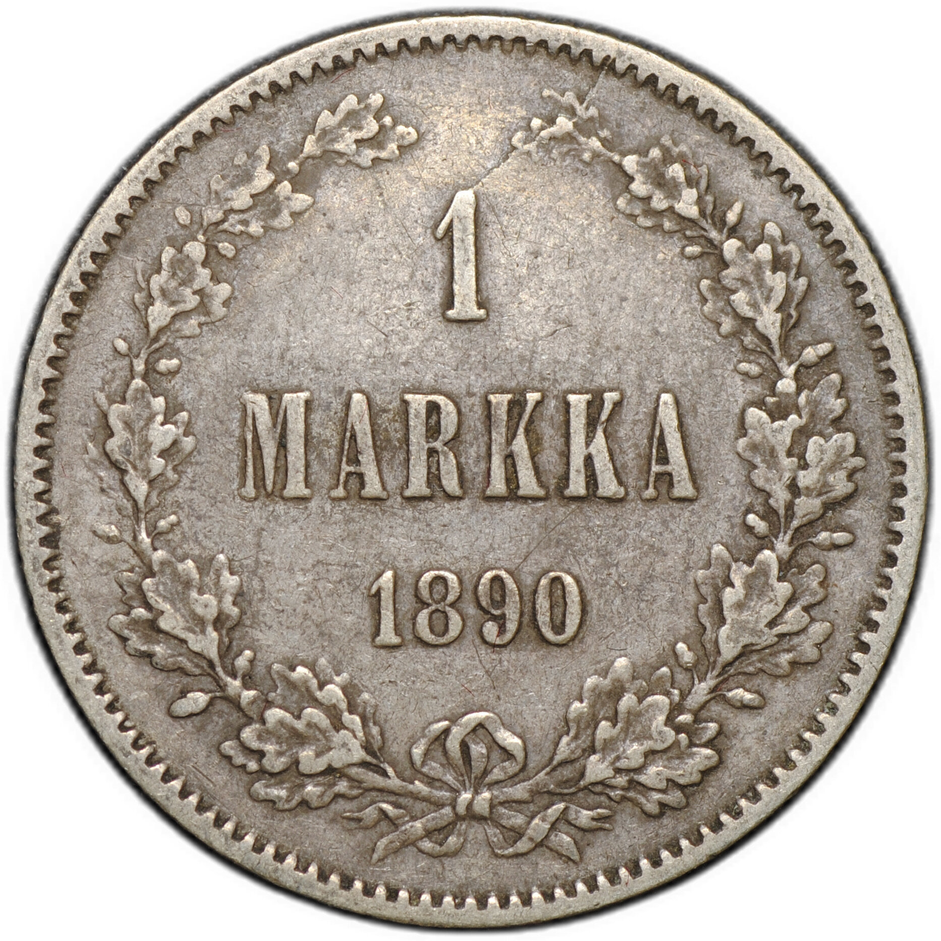 Монета 1 марка 1890 L Русская Финляндия