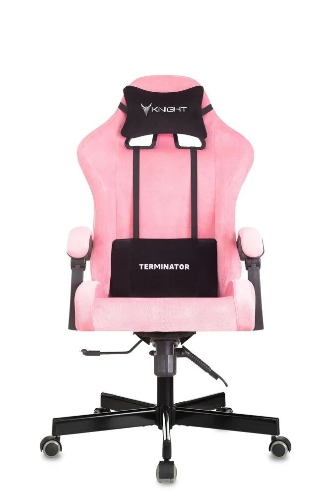 Кресло игровое Knight Terminator розовый Velvet 36, крестов. металл