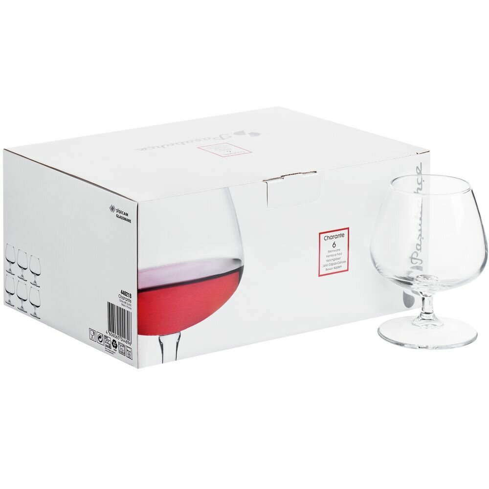Подарочный набор из 6 бокалов для коньяка Charente, диаметр 8,5 см, высота 12 см, упаковка: 28,6х19,3х12,8 см