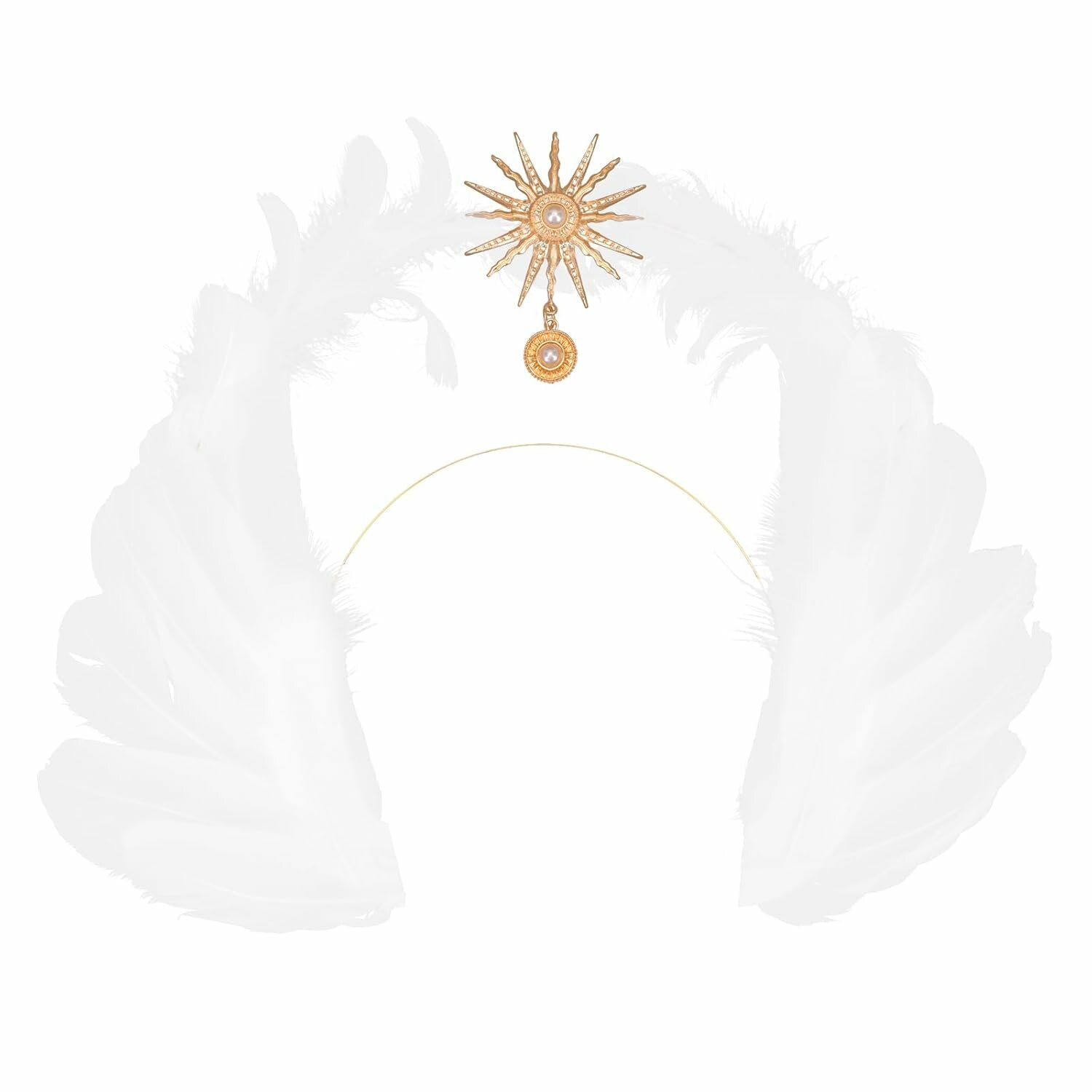 Повязка с нимбом Богоматери Лолиты-Белое перо, Серебряная повязка крестом