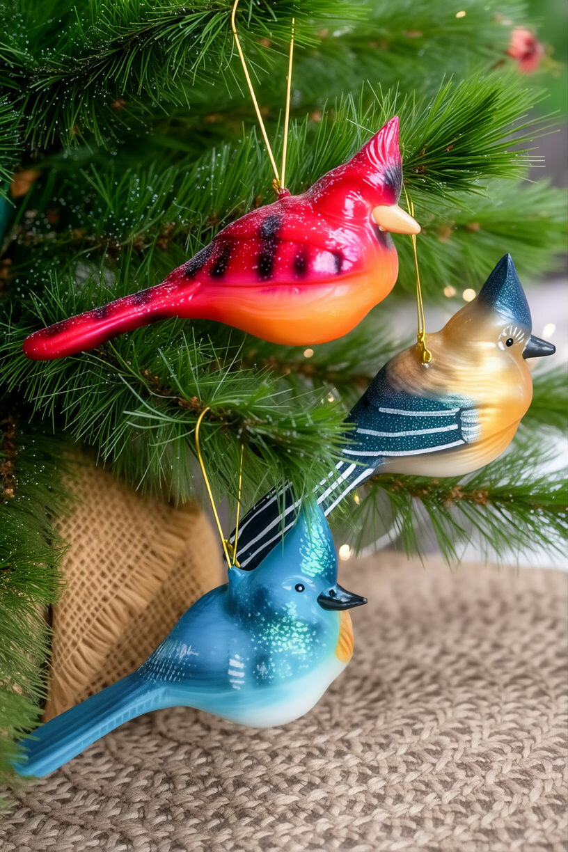 Набор ёлочных игрушек птички райского сада, стекло, 14 см, 3 шт, Winter Deco 4060284