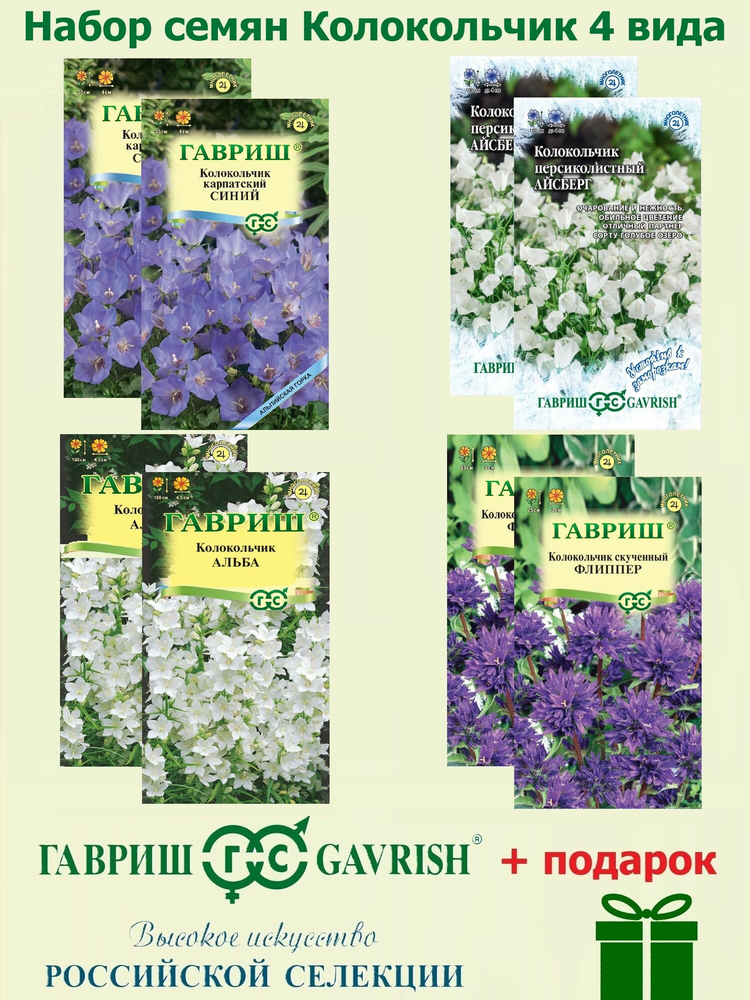Набор семян Колокольчик 4 вида (8 пакетов)
