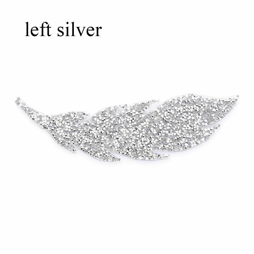 Патч-нашивка со стразами горячего тиснения, листья из акрилового горного хрусталя, желтый черный серебристый 18*5 см, утюг, декор одежды, DIY-аппликация, стразовый патч для джинсовки, куртки, рюкзака, сумки, творчества