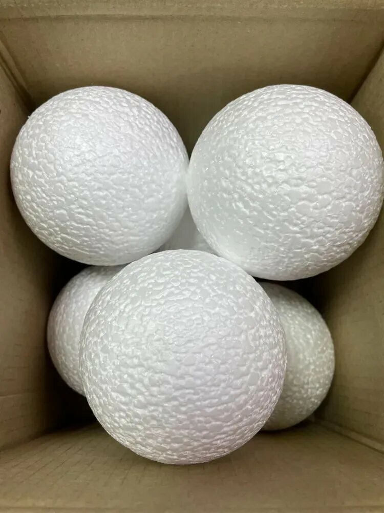 Заготовки для декупажа: пенопластовые шары 11 см, упаковка 6 шт, легкие и гладкие
