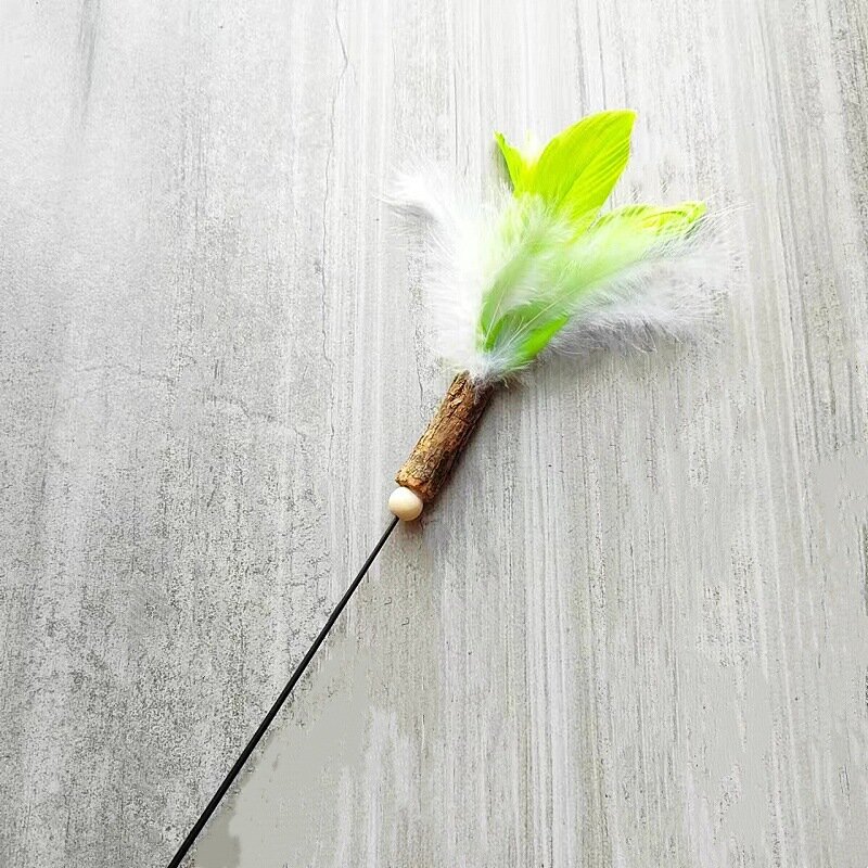 Поставки для животных Кошки Игрушки Длинный стержень Цветные перья Дразнящий кошачий стержень зеленый
