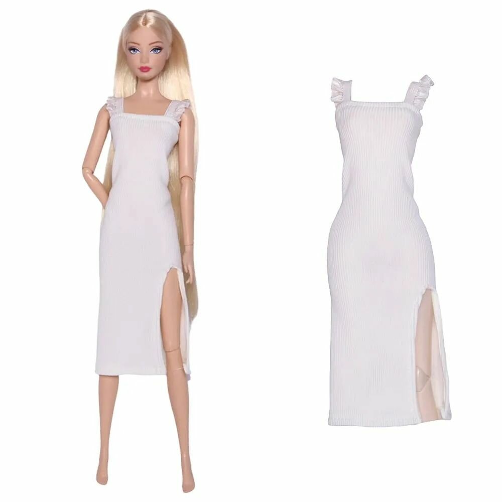 Летняя одежда для Барби Белая праздничная юбка