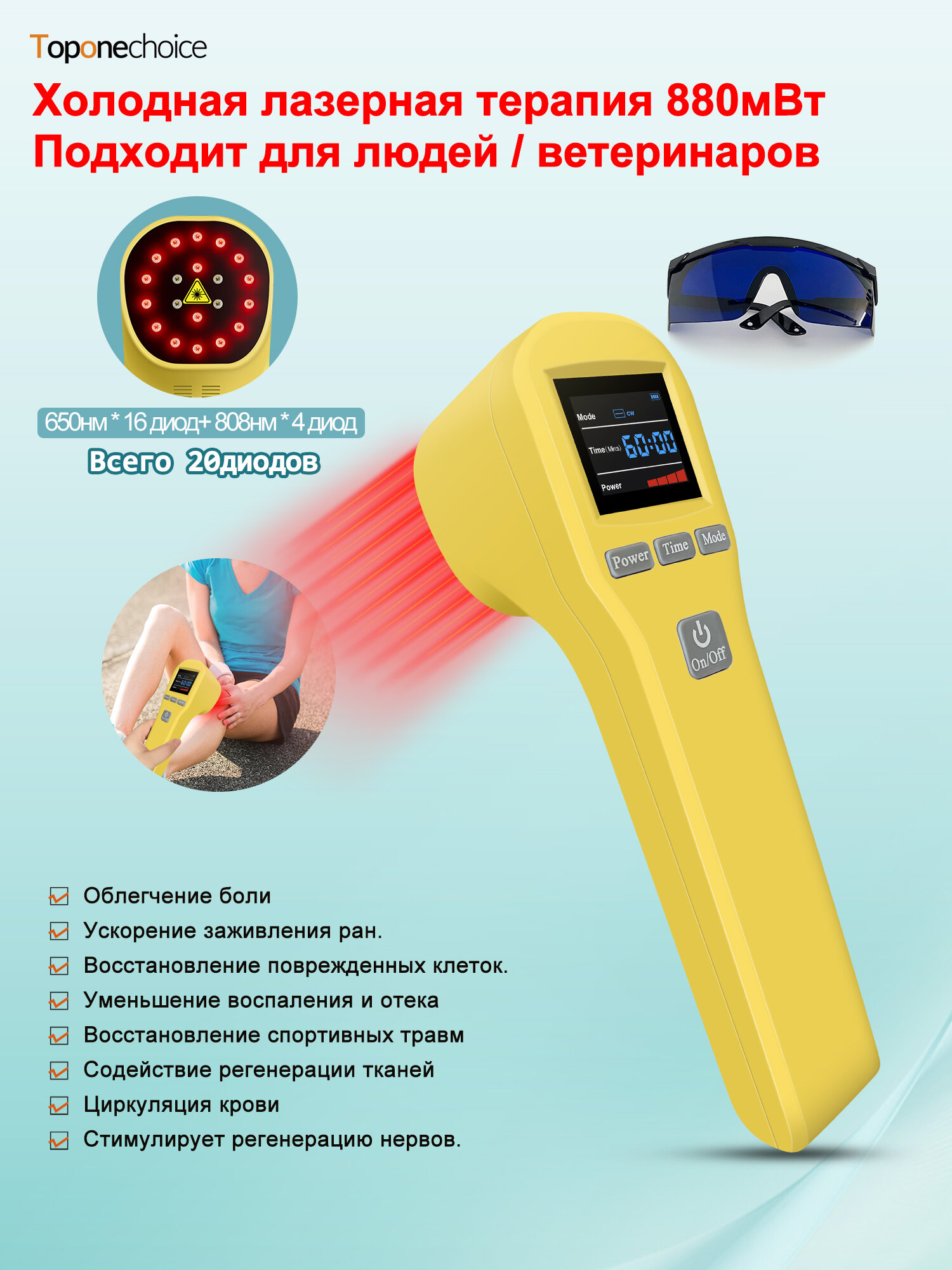Toponechoice Красноинфракрасный лазер0.88 Вт лечение царапин и кровоточивых ран от трения об обувь без побочных эффектов