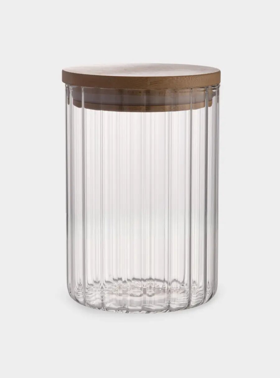 Банка для сыпучих продуктов, 700 мл, стекло Б/бамбук, Grand