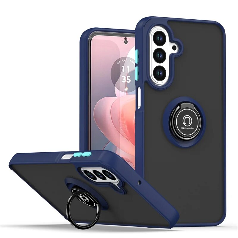 Armor Hard PC Matte Case для Samsung Galaxy A17 5G A17 GalaxyA17 Cover Ring Магнитный QY-Dark Blue