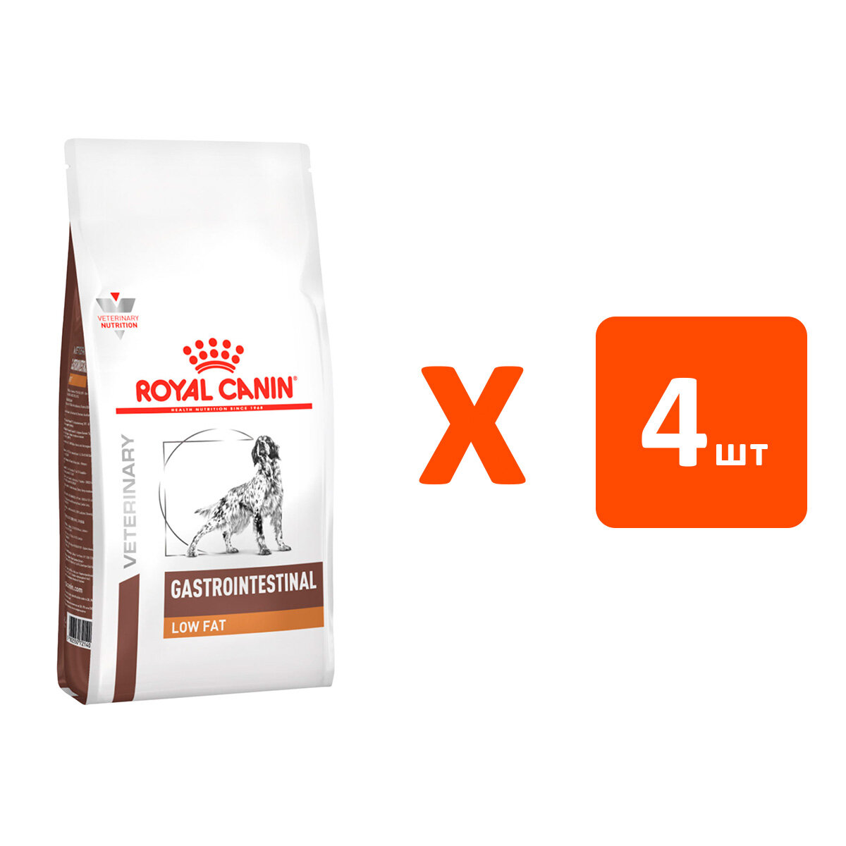 Корм сухой Royal Canin Gastrointestinal Low Fat Lf22 для взрослых собак при заболеваниях ЖКТ, 1,5 кг х 4 шт