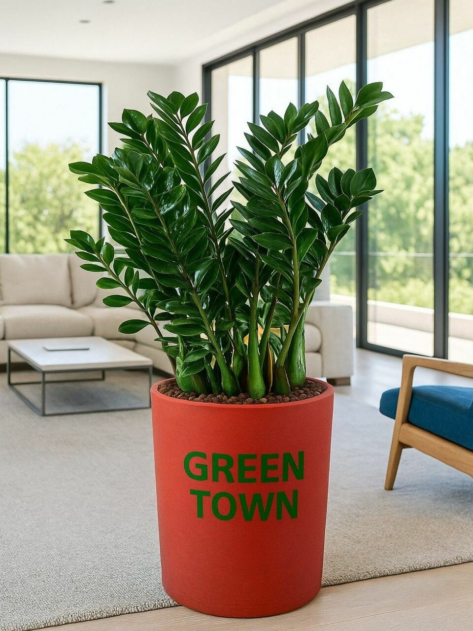 Замиокулькас "Замифолия" GREEN TOWN, комнатное, лиственное, высота 23 см, горшок пластик
