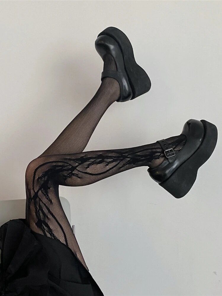 Черные ажурные колготки, Color: Black