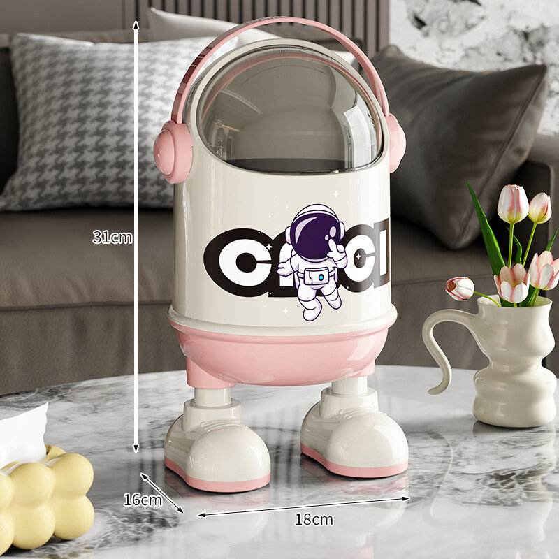 Настольная корзина для мусора в форме астронавта, офисная урна для хранения отходов, корзина для туалетной бумаги с откидной крышкой