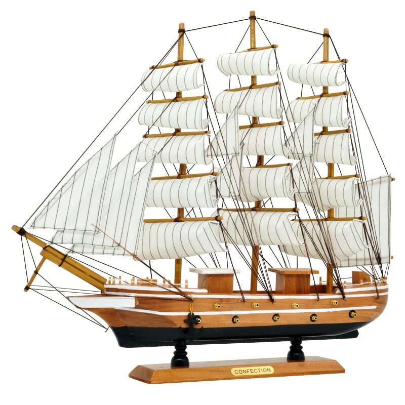 Белая деревянная лодка Модель корабля Игрушки для яхты Аксессуары для домашнего декора Современные парусные лодки Куклы и куклы Миниатюр (белый)