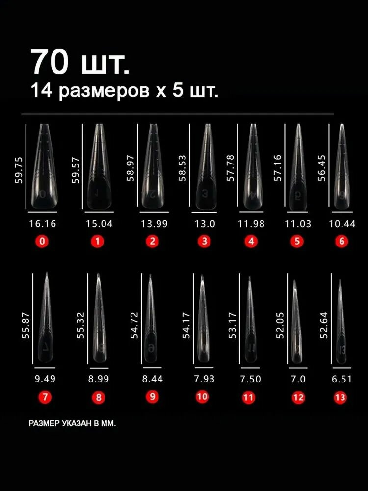 Верхние формы для наращивания ногтей стилет длинный