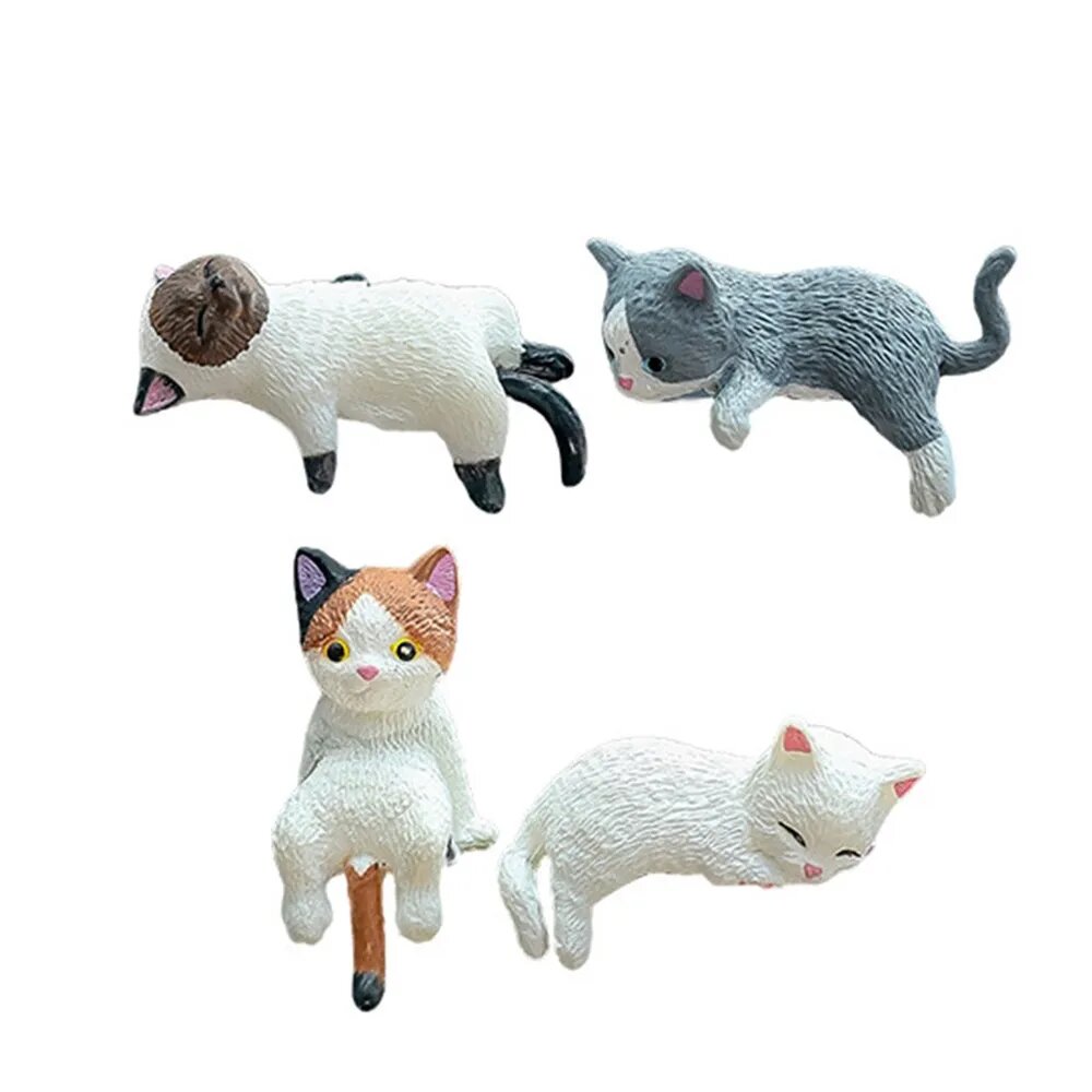 Симпатичные кошки фигуры компьютерные мониторы и настольные декоры набор из 4 статуэток смол