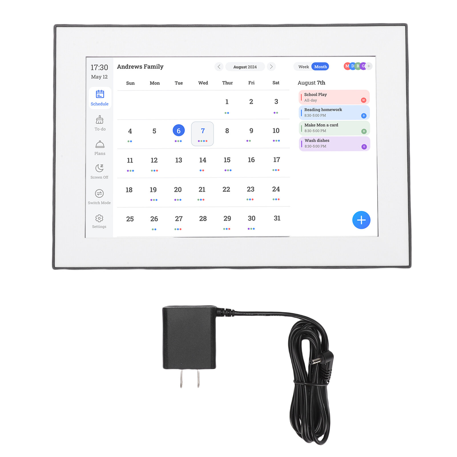 10,1-дюймовый цифровой календарь, Wi-Fi, умный электронный календарь, поддержка еды, ежедневное планирование, функция фоторамки, синхронизация приложений с художественной галереей для семейных расписаний, штепсельная вилка стандарта США