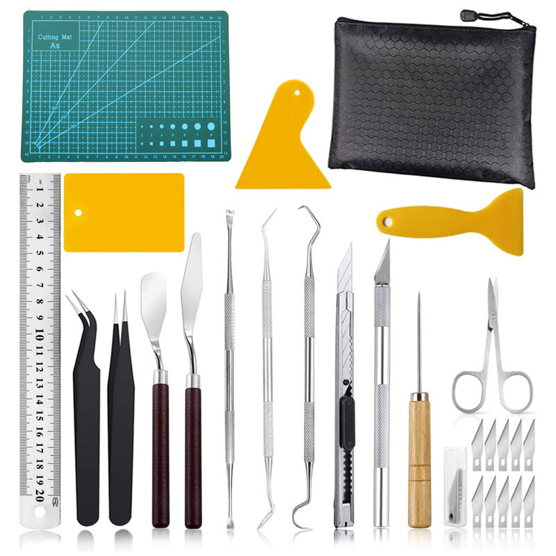 Набор инструментов для вырезки 27 деталей, клейкие наклейки для ручного творчества, эмбоссированные художественные инструменты для сухоцветов, DIY Craft Vinyl Sticker Craft Embossed Art Dried Flower Tool Set 27-piece set of weeding tools