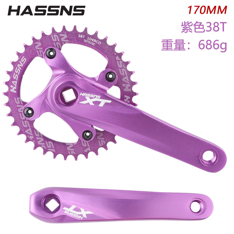 Велосипедная шатун HASSNS XT с квадратным отверстием, положительные и отрицательные зубья, 104BCD, модифицированная одинарная звезда, 9/10/11 скоростей