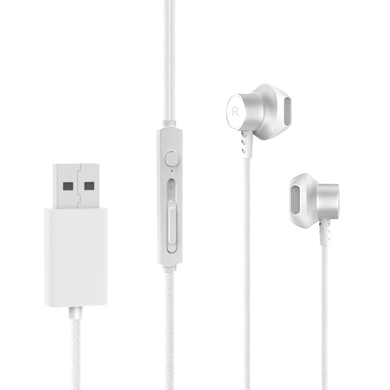 USB-проводная игровая гарнитура с микрофоном, полувкладышная конструкция, кабель 2,5 м для ПК и ноутбука, белый