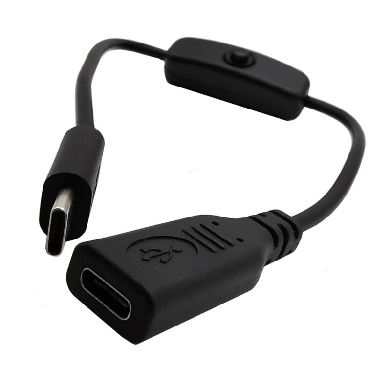 Удлинительный кабель USB C — USB C 3A 30V с переключателями, адаптер Type C «папа» — «мама», 30 см, для ноутбуков и мобильных устройств.