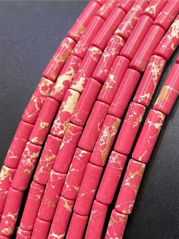 Цилиндрические бусины из натурального камня, трубчатые бусины размером 4х13 мм