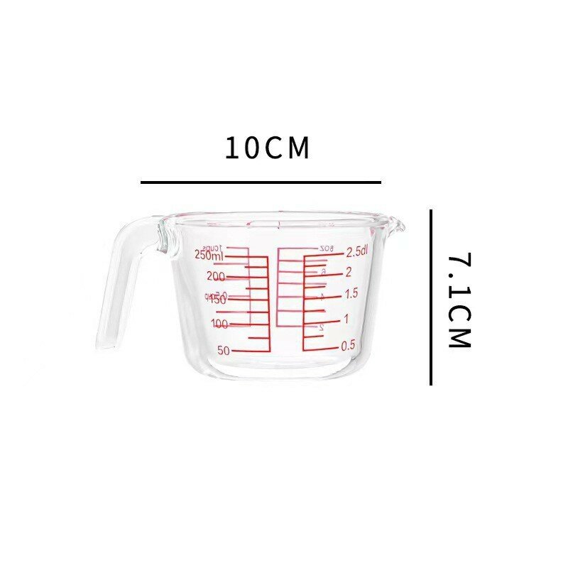Стеклянный мерный стакан для взбивания яиц, пищевой, градуированный, термостойкий, для домашнего использования, для выпечки и смешивания