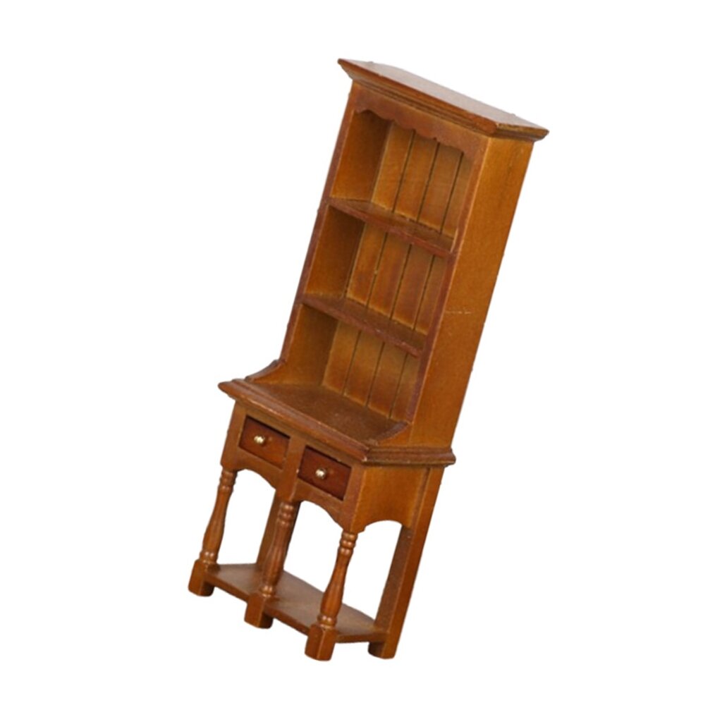 Старый Крошечный Деревянный Планировщик Хранения Книжных Полок С 2 Ящиками Для Показа Аксессуаров Модельного дома