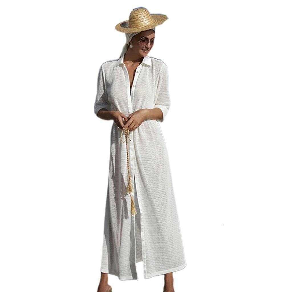 Женская рубашка-накидка для пляжа, Белый