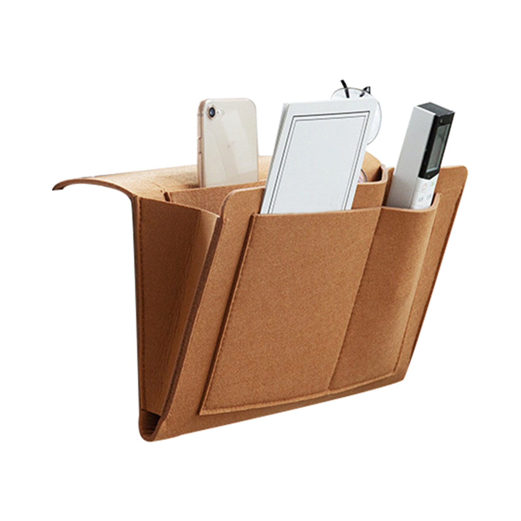 Подушка-органайзер с карманами из фетра для хранения на диване, под матрасом, с 5 маленькими карманами, для книг, журналов, планшетов, пультов, материал фетр, цвета Розовый/Черный/Темно-серый/Светло-серый/Хаки/Коричневый/Зеленый, размеры S:27*21*10см,