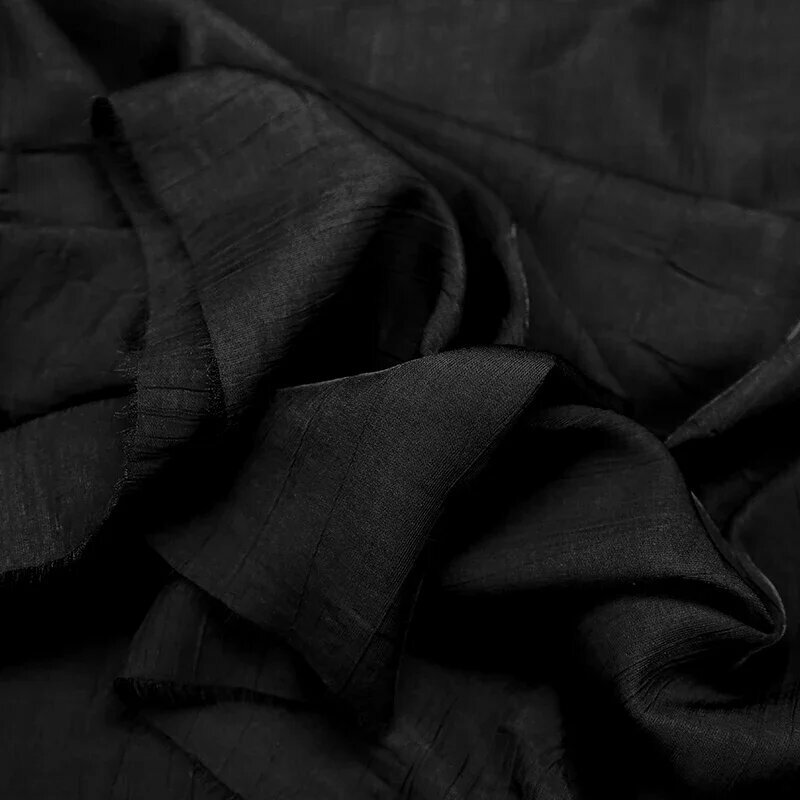 Вискозная плиссированная ткань Ice Shreds 1,48х1 метр Черный, 1 meter, black