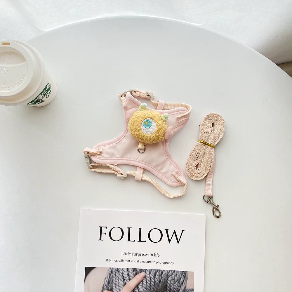 Pink Pet Leash for Small Dogs, Puppies, Cats, Teddy, Bichon, Pomeranian, Harness-Style Dog Walking Leash Pink and