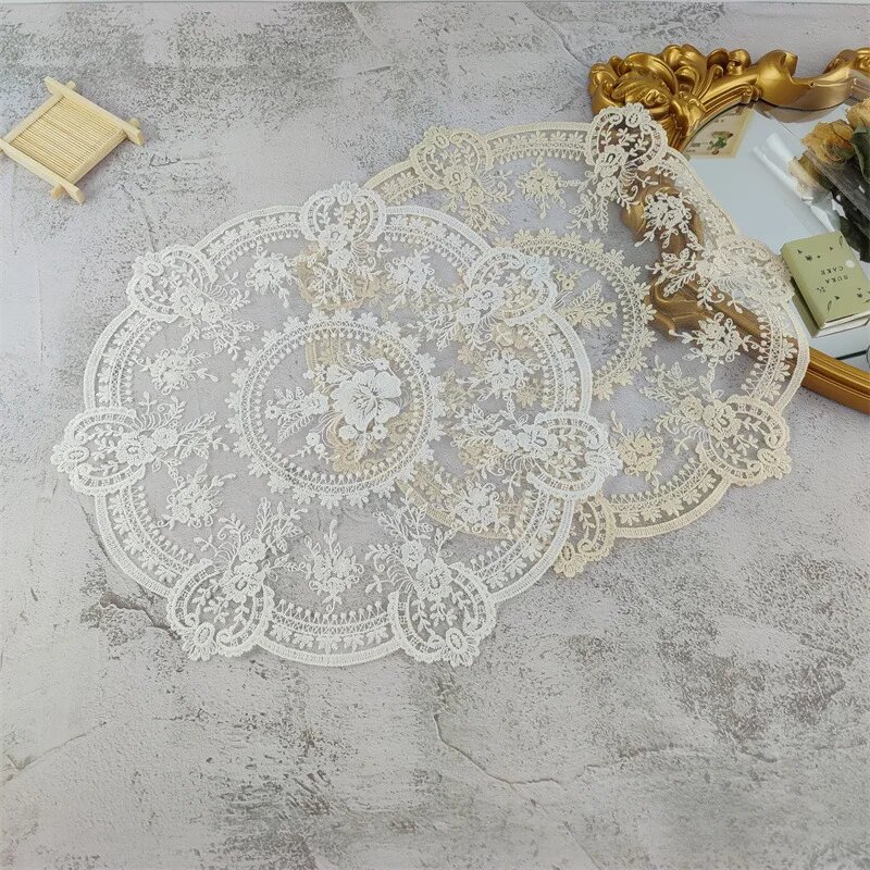 Кружевной коврик для стола полиэстер/хлопок 31x31 см 2PCS White Beige