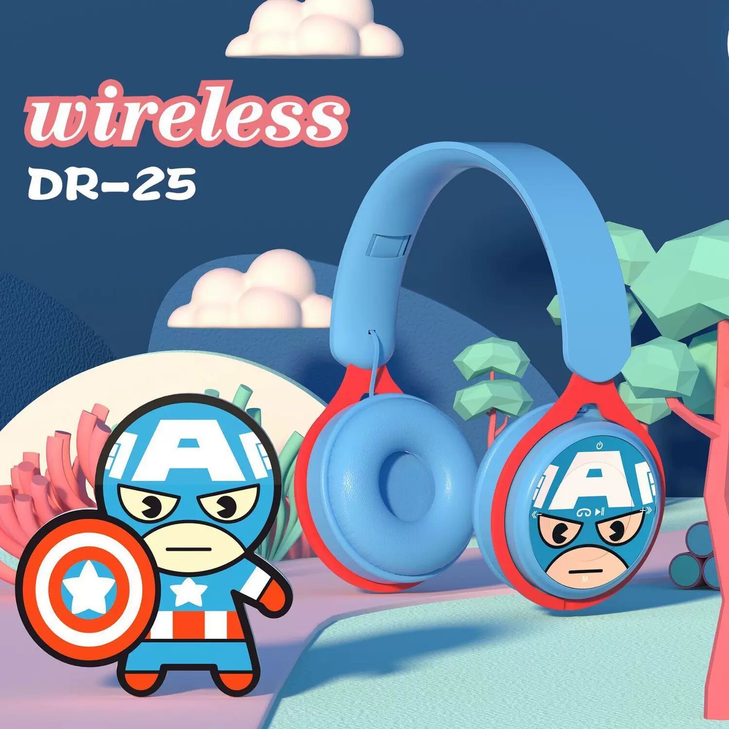 Головная Bluetooth-гарнитура Spider-Man Marvel, беспроводная компьютерная гарнитура для онлайн-классов, музыкальная