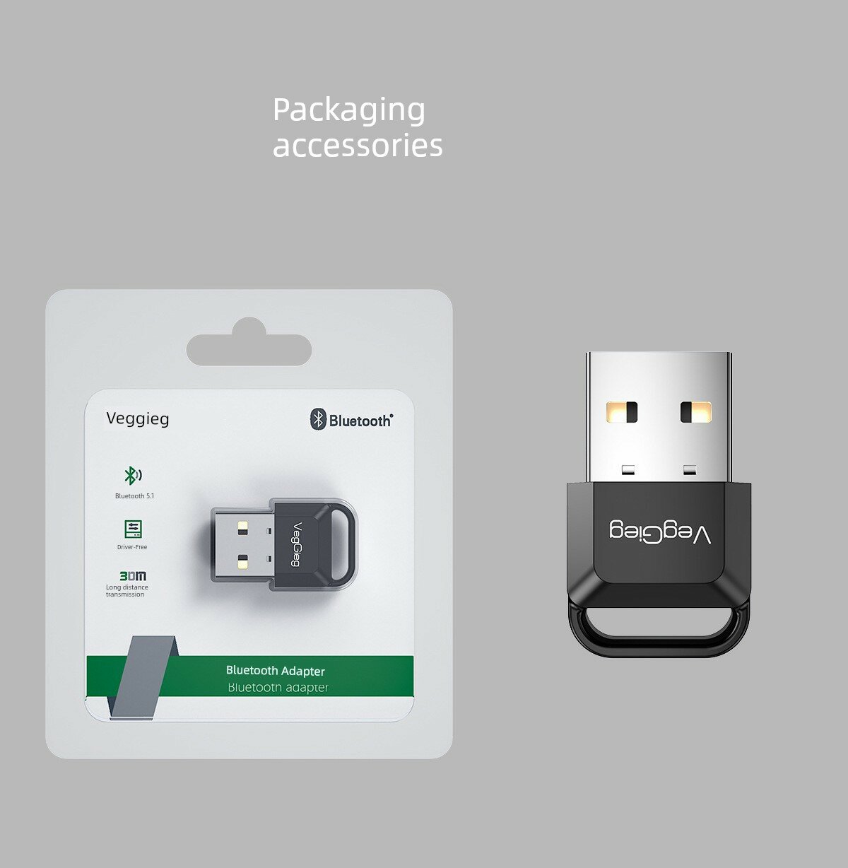 Беспроводной USB-адаптер Weige Bluetooth 5.1 для компьютера: наушники, колонки, мышь, клавиатура, приемник-передатчик