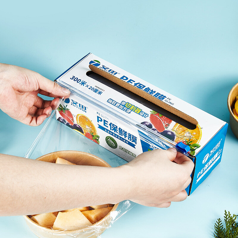 300m набор коробок скребков PE пленка для сохранения свежести пищевого качества большой рулон пластиковая самоклеящаяся пленка для фруктов Aitian герметизация свежести