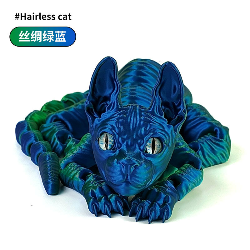 Горячие новые безволосые кошки, подвижные 3D-печатные драконьи украшения, ручной набор 3D-печатных безволосых кошачьих украшений