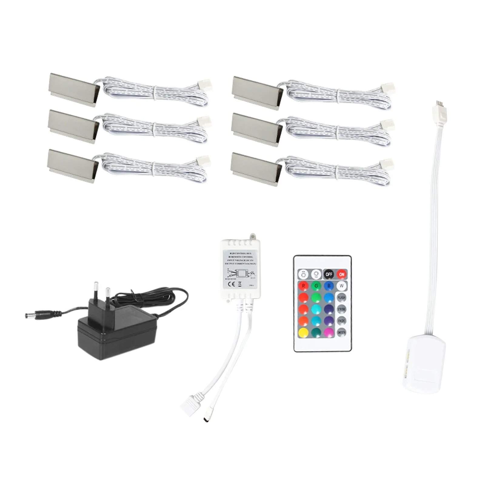 RGB 5050 светодиодные зажимы для подсветки стеклянных полок Tomshine a set of 6 EU PLUG