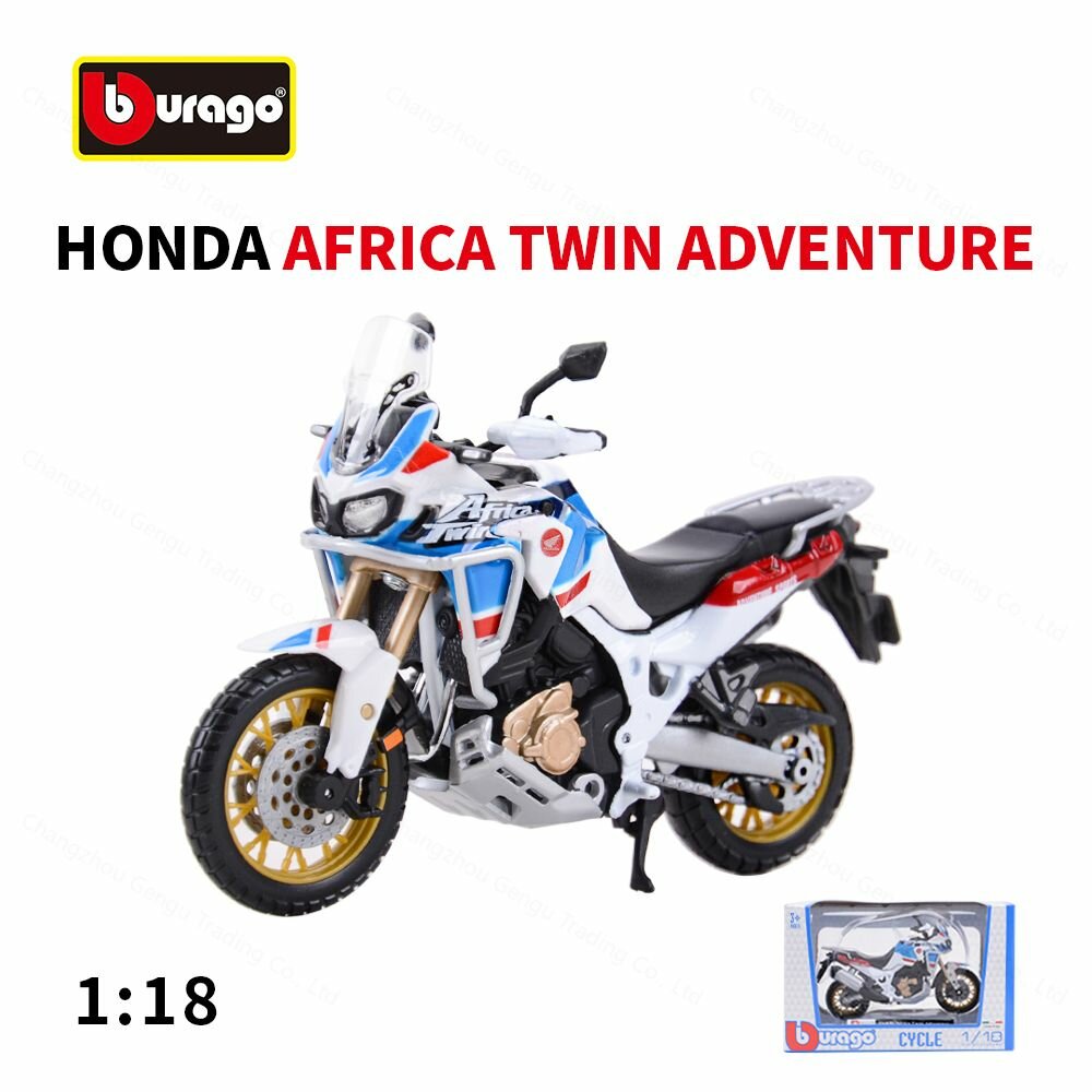 Bburago 1:18 Honda Africa Twin Adventure Статическая литая под давлением коллекционная модель мотоцикла для хобби, игрушки