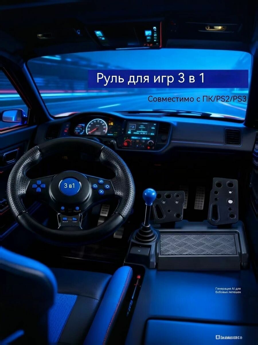 Игровой руль премиум для ПК с педалями, совместимый с PS2 и PS3-