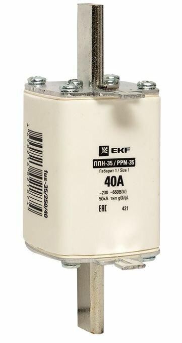 Вставка плавкая ППН-35 250/40А габарит 1 PROxima EKF fus-35/250/25